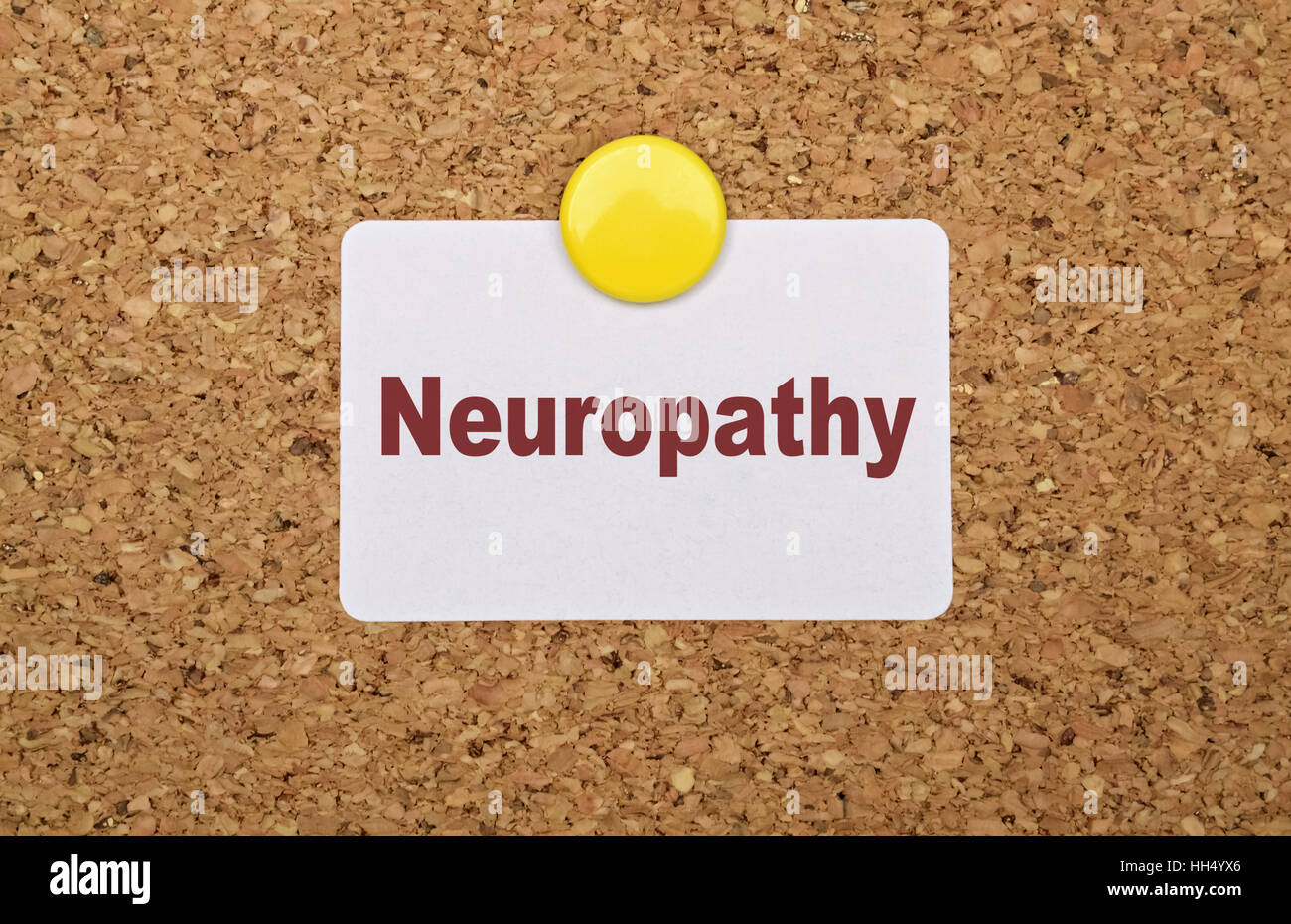 Word Neuropathy written on white sticker pinned on cork board Stock ...