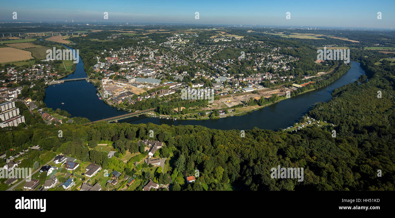 Kettwig with Mintarder highway bridge A 52 Ruhr bow, Overview Kettwig ...