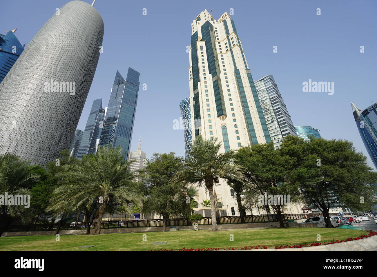View of the modern Doha skyline. The capital of Qatar includes many ...