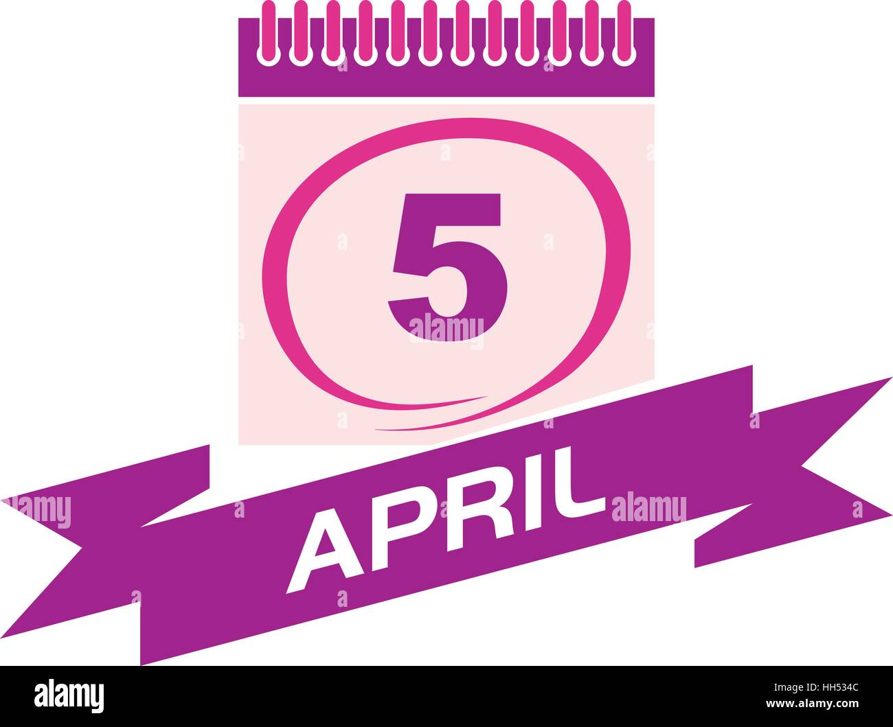 5 April Calendar with Ribbon Stock Vector Image & Art - Alamy