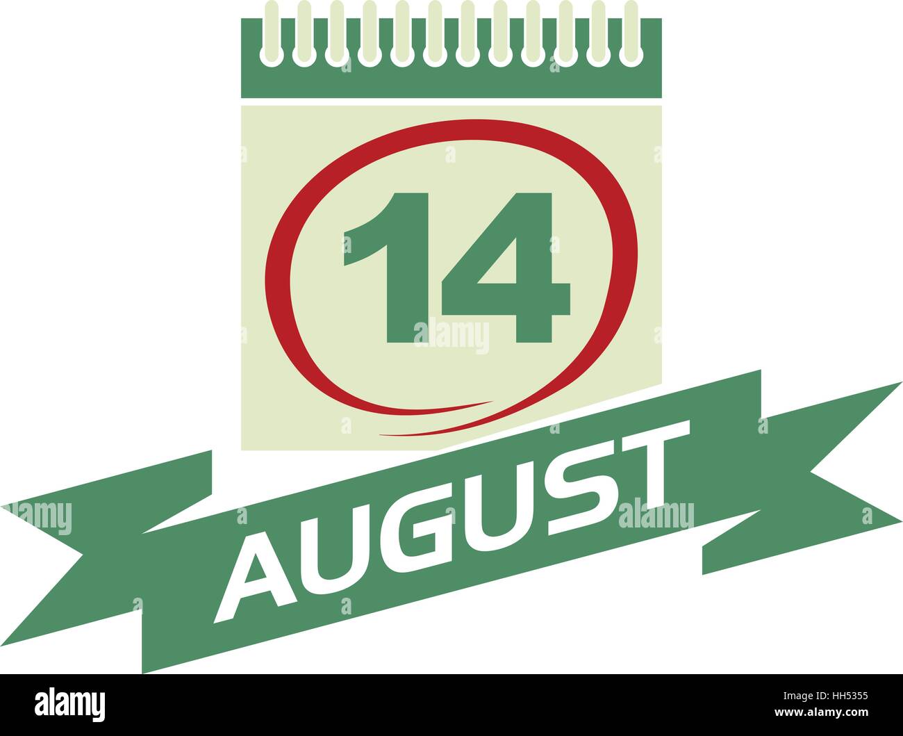14 August Calendar with Ribbon Stock Vector Image & Art - Alamy