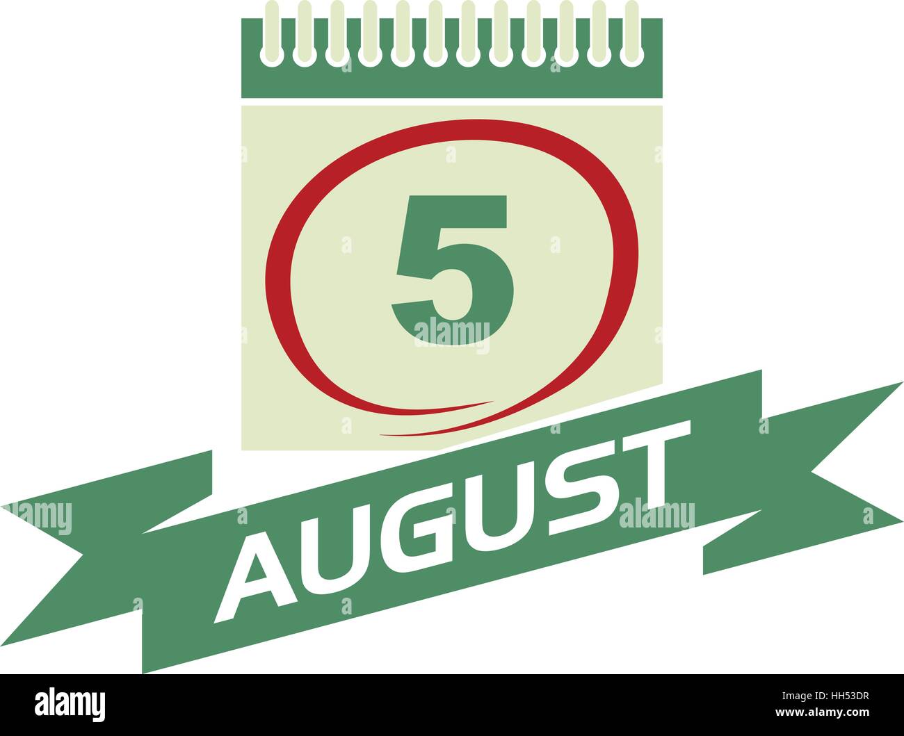 5 August Calendar with Ribbon Stock Vector Image & Art - Alamy