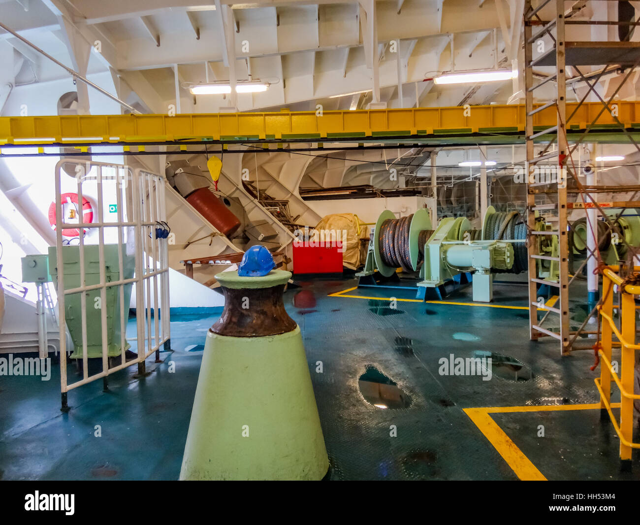 Docking ropes stored on cruise ship Stock Photo - Alamy