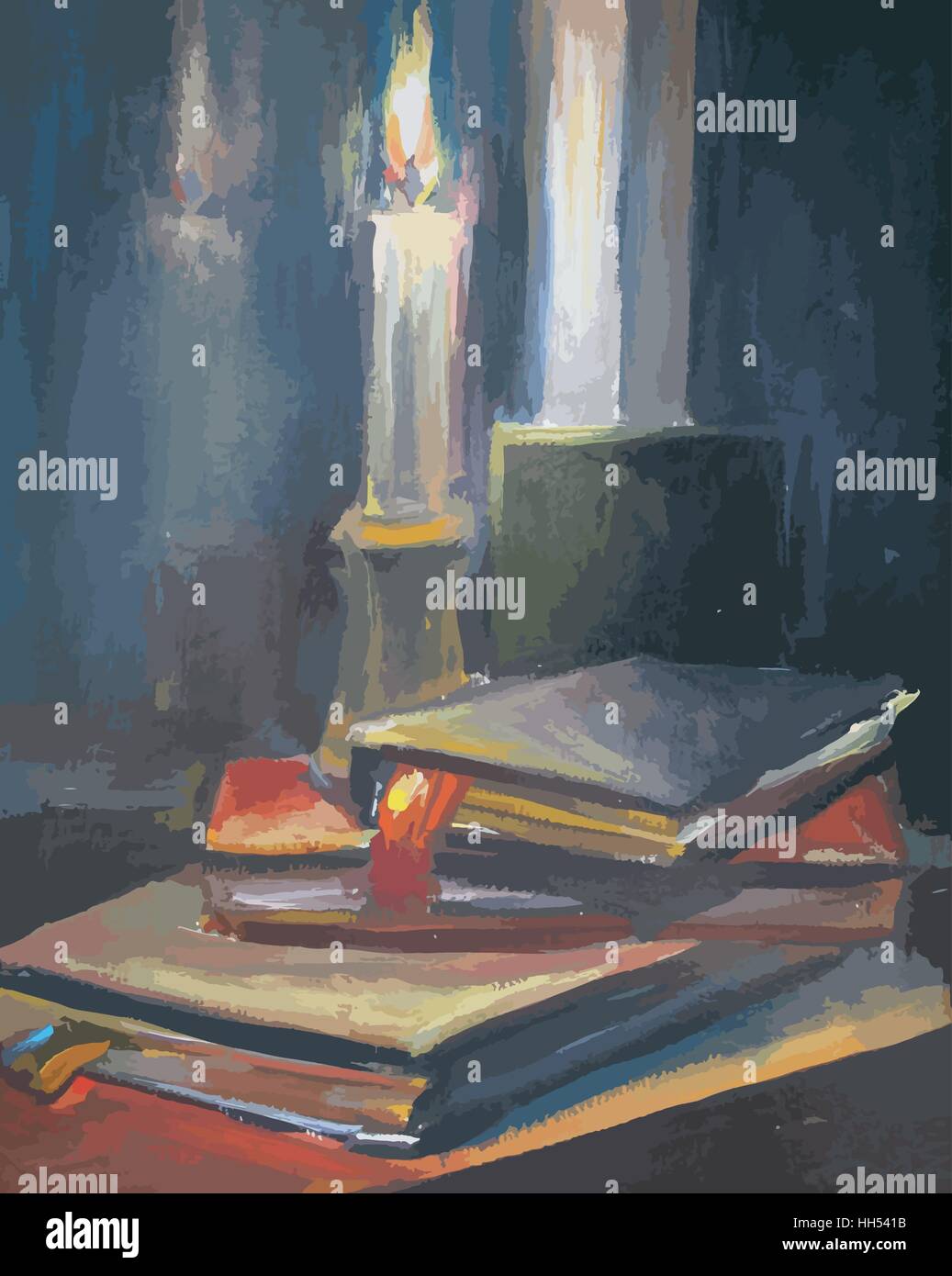 Books candles Stock Vector Images - Alamy