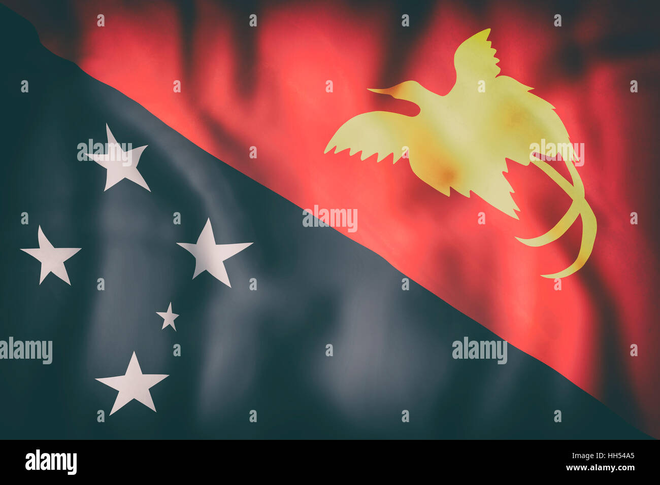 3d rendering of an old Independent State of Papua New Guinea flag ...