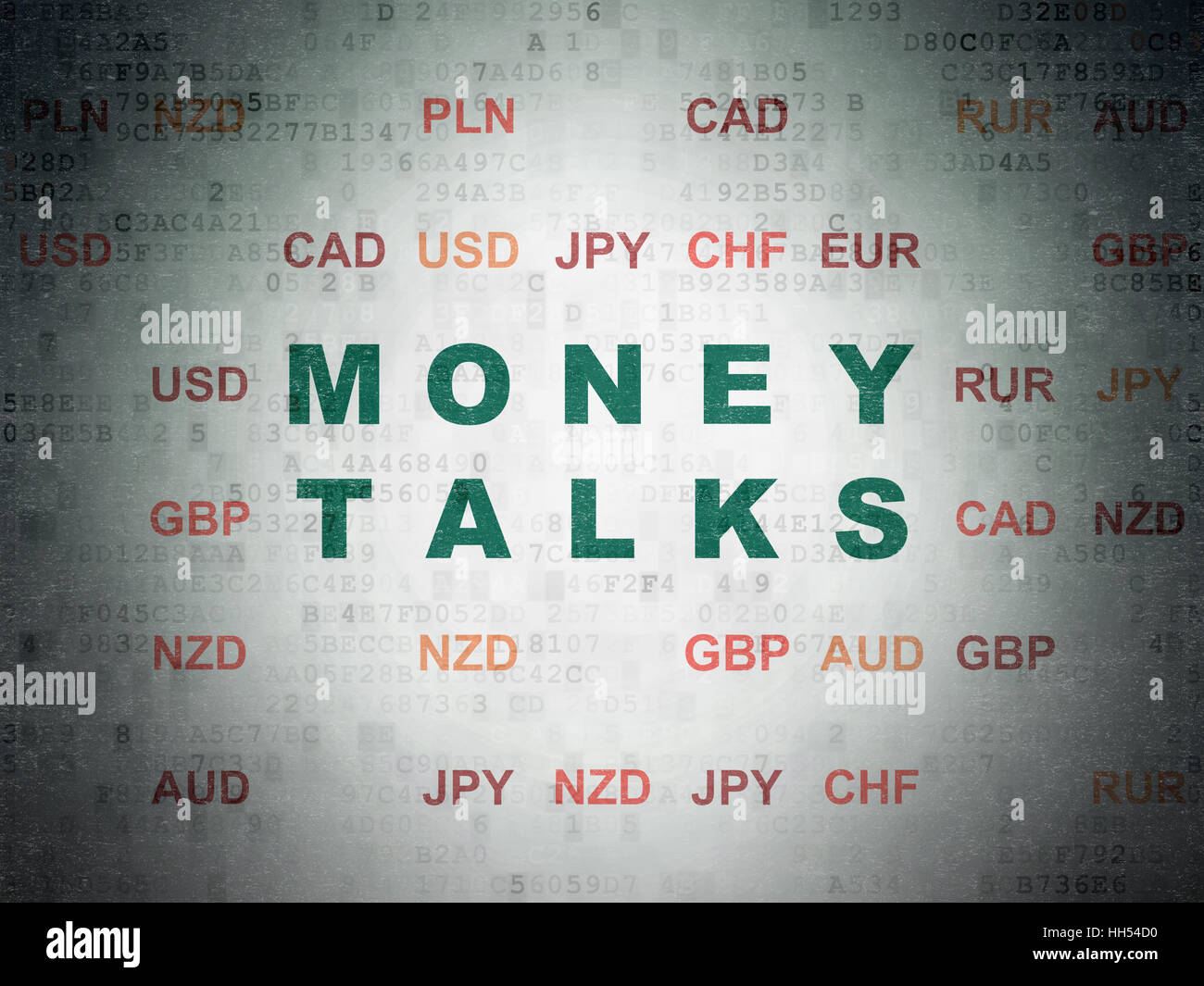 Finance concept: Money Talks on Digital Data Paper background Stock ...