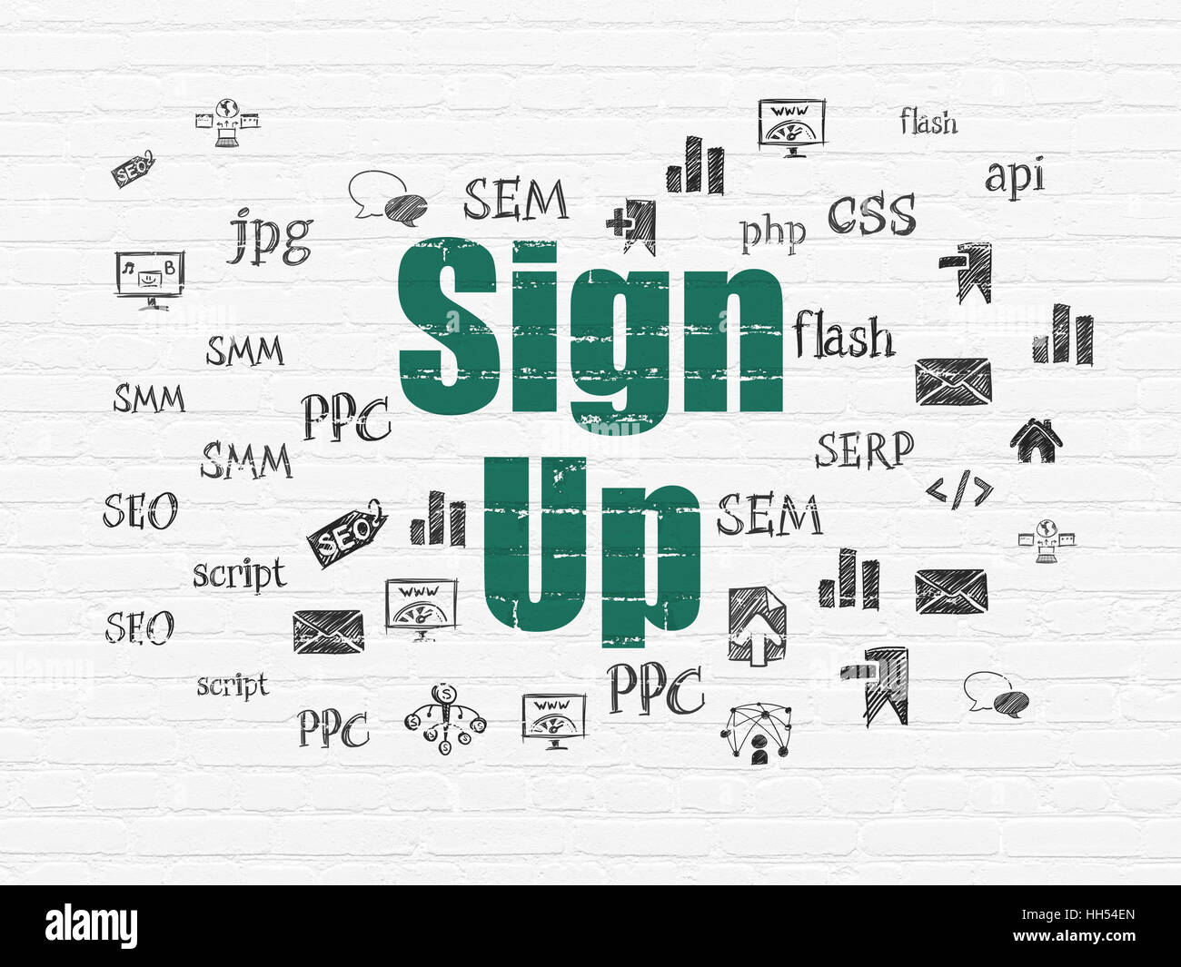 Web design concept: Sign Up on wall background Stock Photo - Alamy