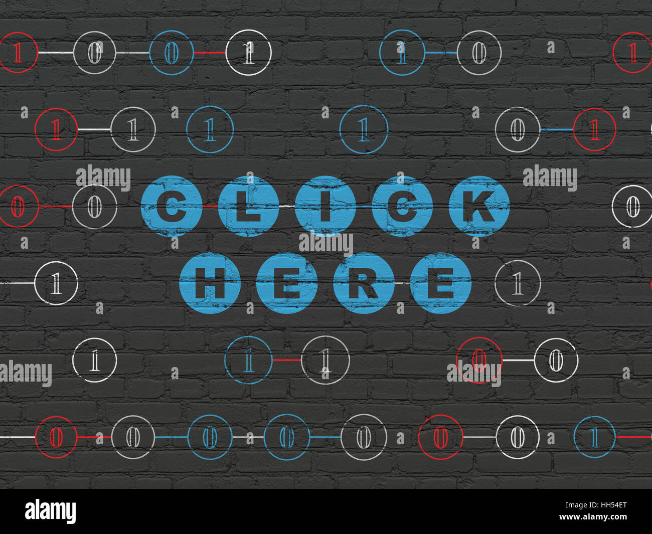 Web design concept: Click Here on wall background Stock Photo - Alamy