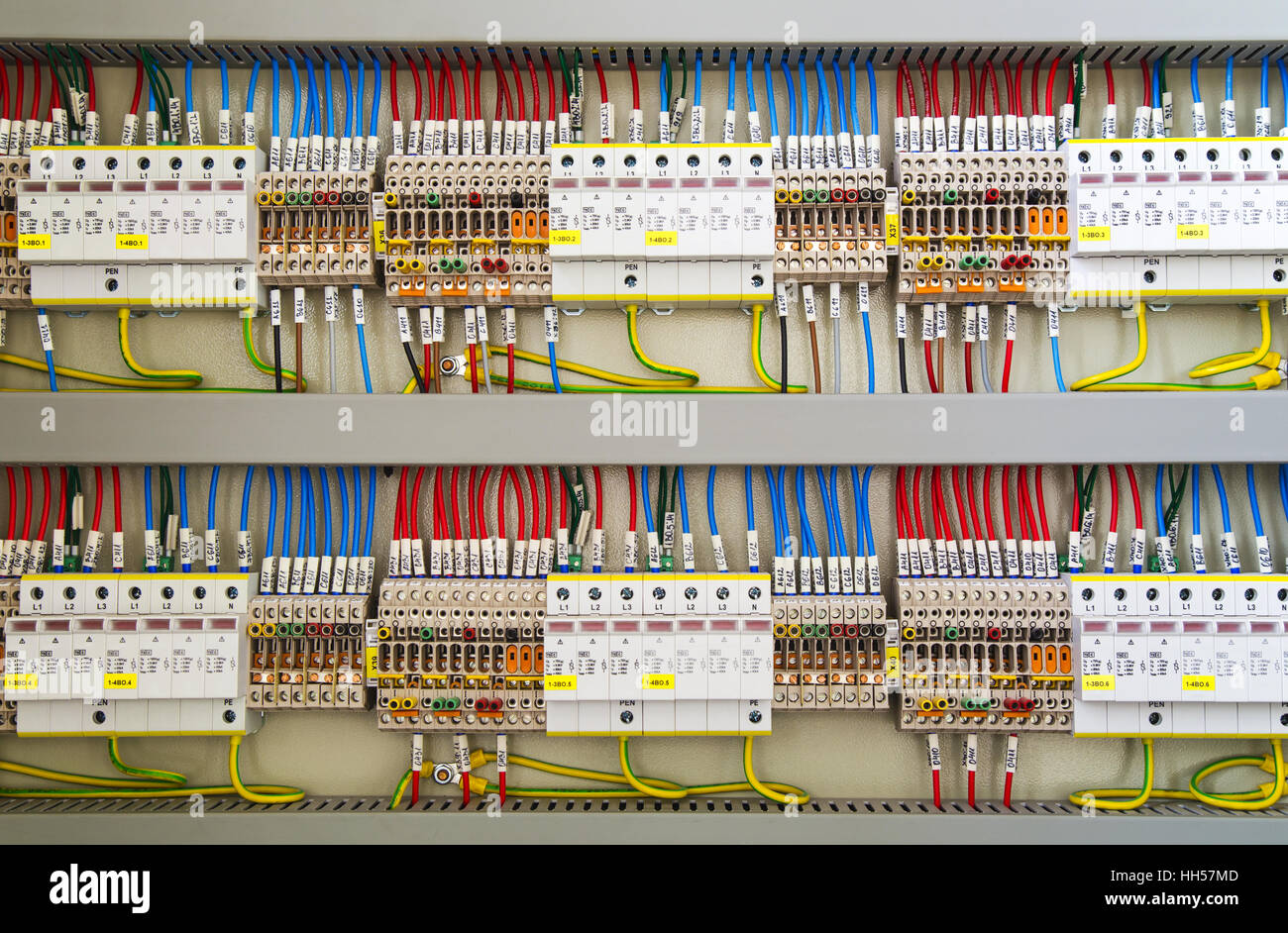 Electrical terminals and wires closeup Stock Photo - Alamy