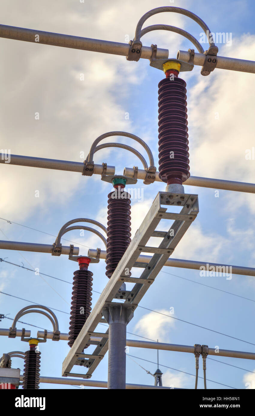 High voltage switchyard in modern electrical substation Stock Photo - Alamy