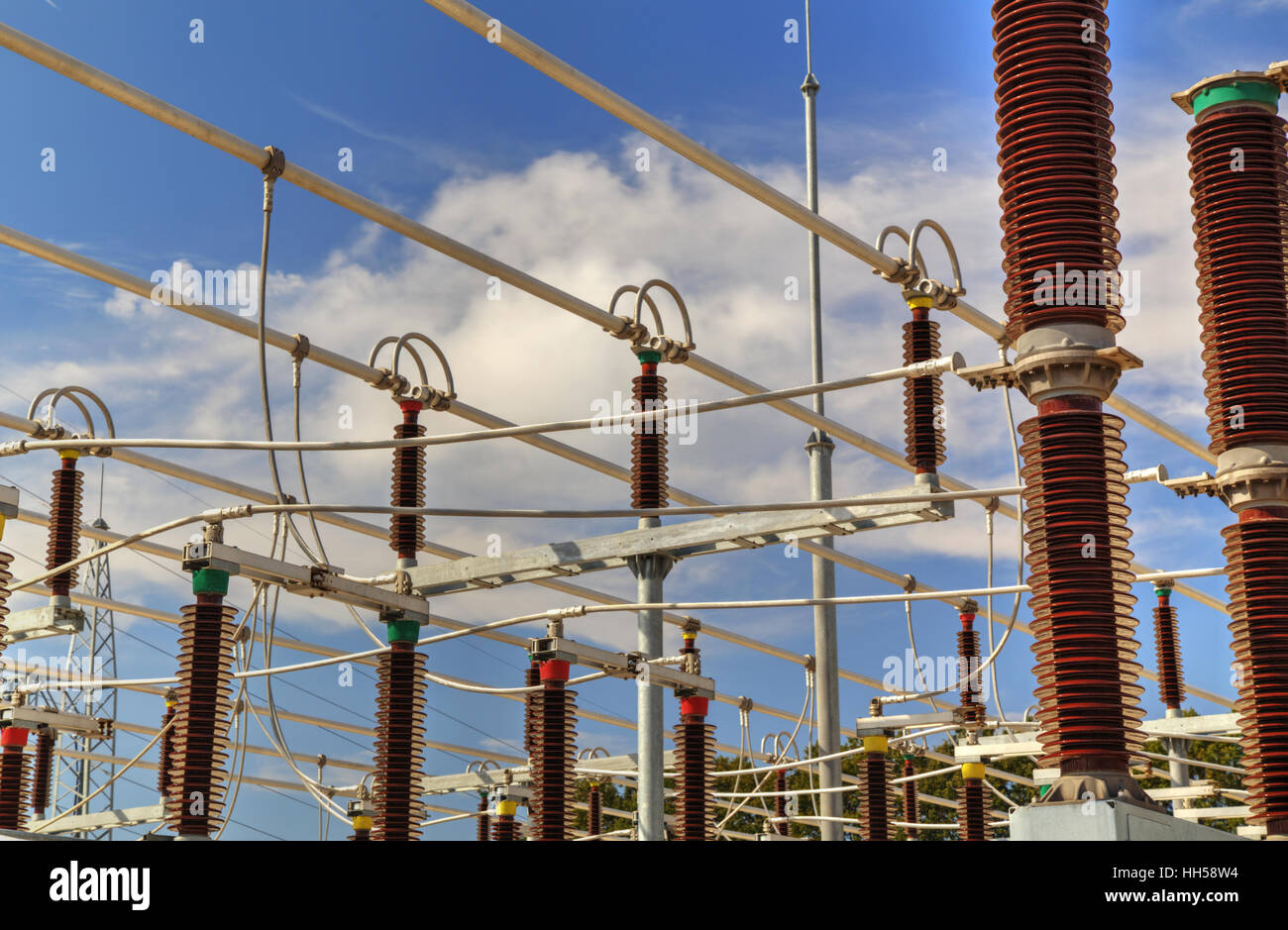 High voltage switchyard in modern electrical substation Stock Photo - Alamy