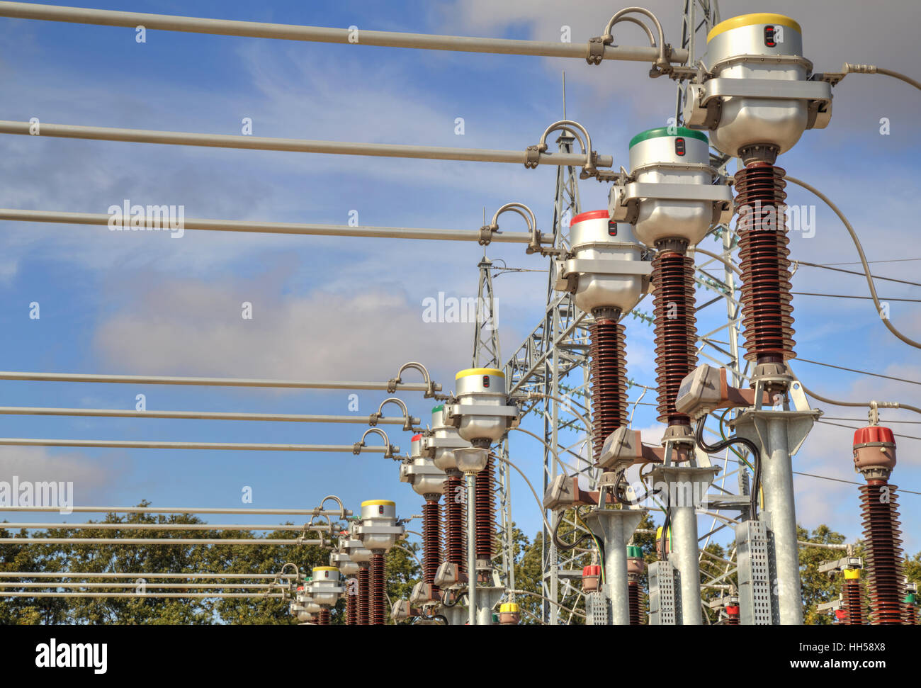 High voltage switchyard in modern electrical substation Stock Photo - Alamy