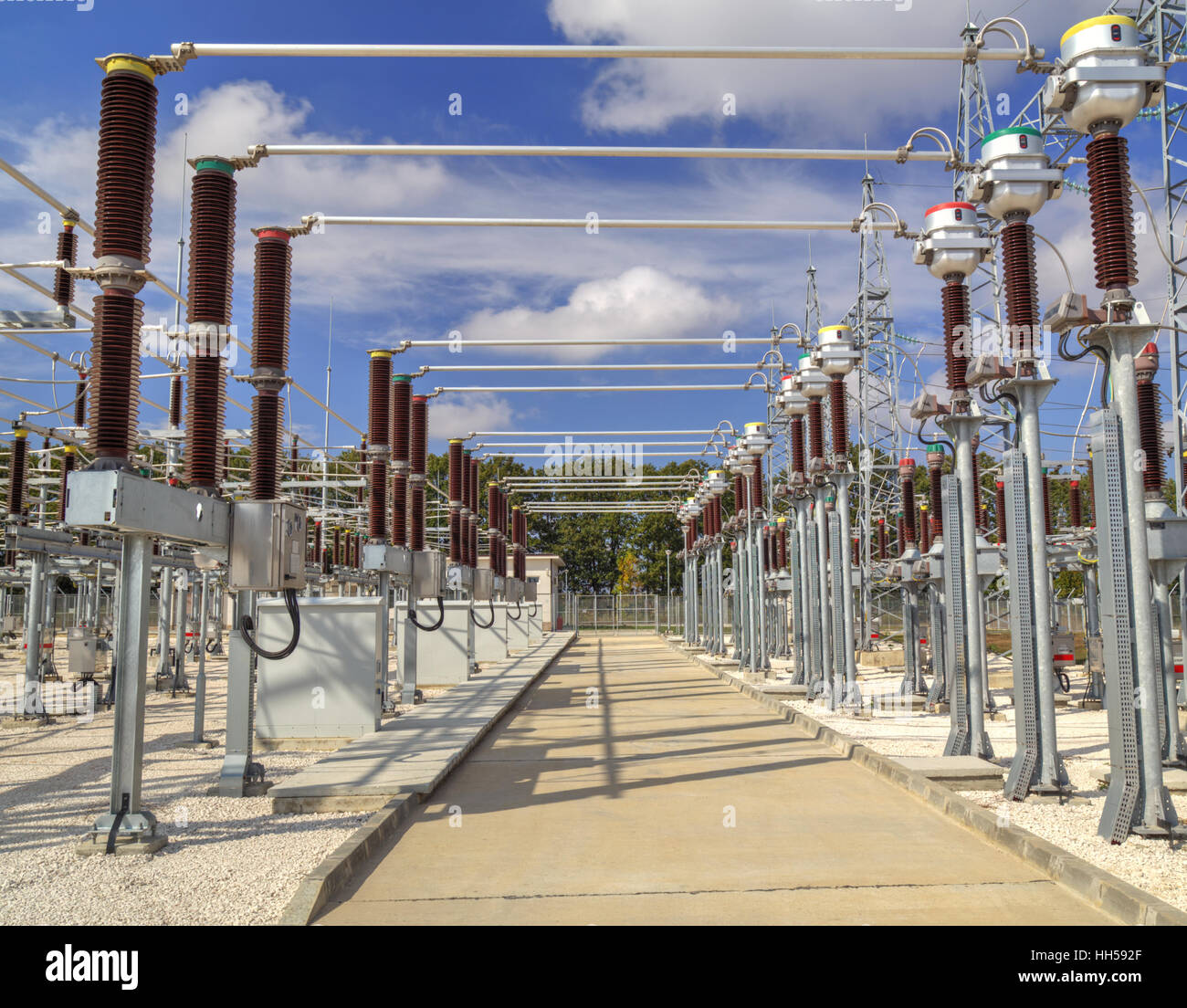 High voltage switchyard in modern electrical substation Stock Photo - Alamy