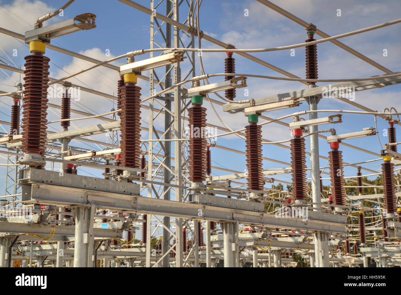 High voltage switchyard in modern electrical substation Stock Photo - Alamy