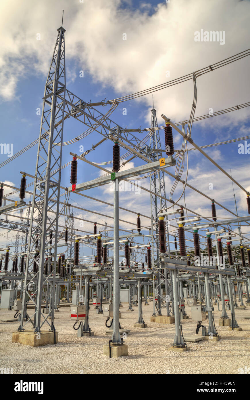 High voltage switchyard in modern electrical substation Stock Photo - Alamy