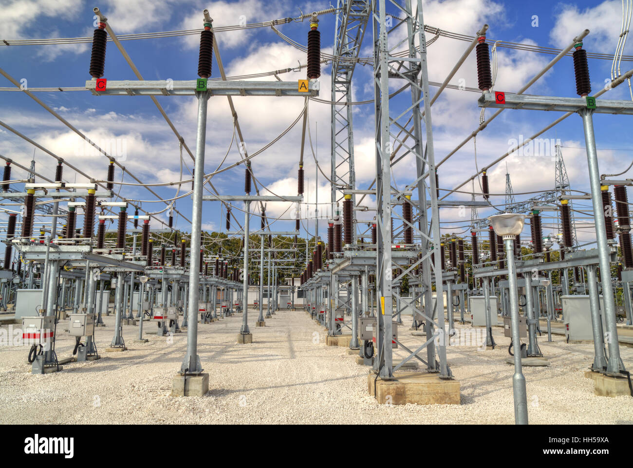 High voltage switchyard in modern electrical substation Stock Photo - Alamy