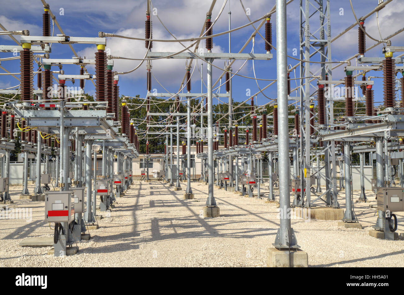 High voltage switchyard in modern electrical substation Stock Photo - Alamy