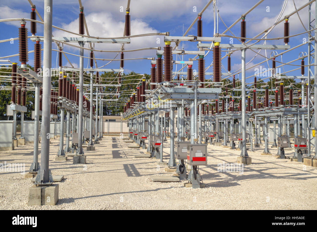 High voltage switchyard in modern electrical substation Stock Photo - Alamy
