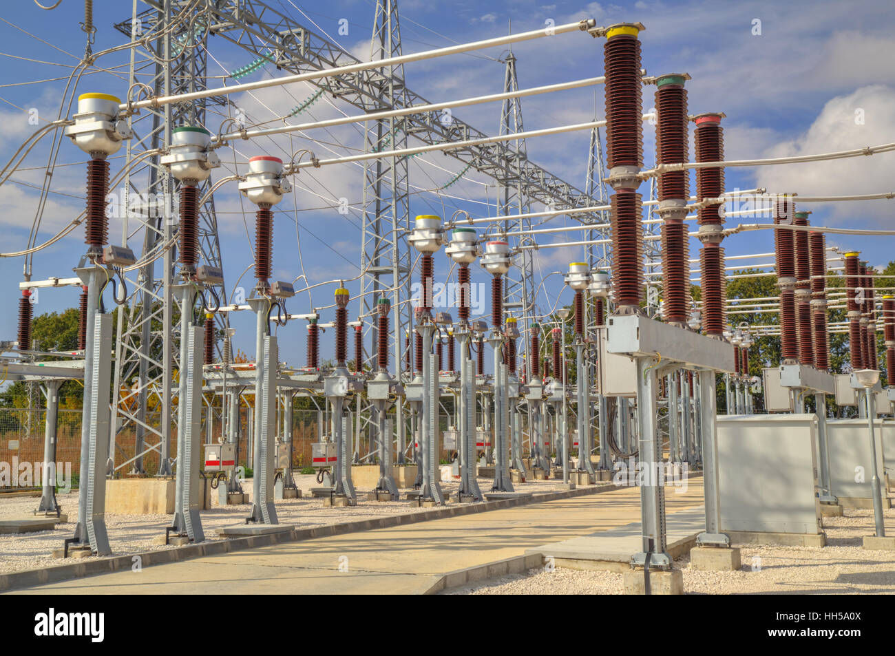 High voltage switchyard in modern electrical substation Stock Photo - Alamy