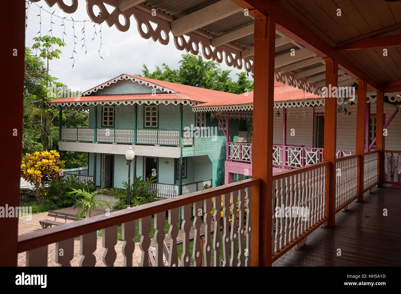 colonial style wooden houses in Panama City Stock Photo - Alamy