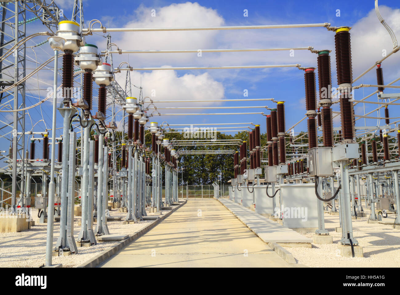 High voltage switchyard in modern electrical substation Stock Photo - Alamy