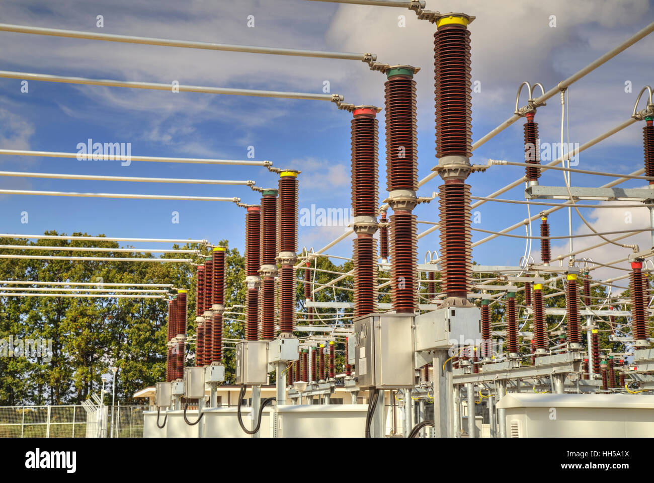 High voltage switchyard in modern electrical substation Stock Photo - Alamy