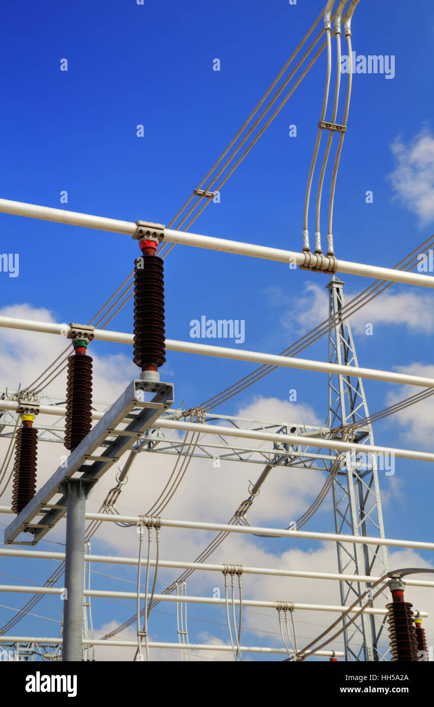 High voltage switchyard in modern electrical substation Stock Photo - Alamy