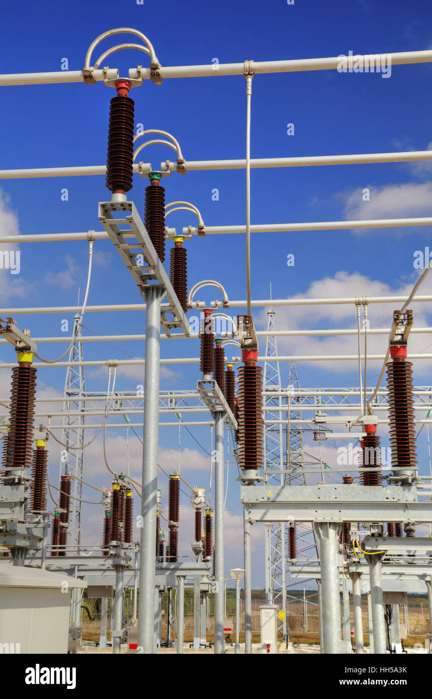 High voltage switchyard in modern electrical substation Stock Photo - Alamy