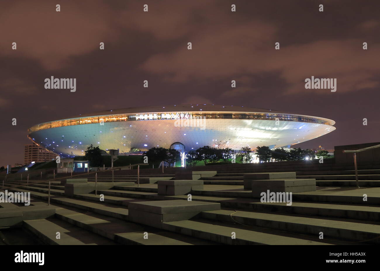 Mercedes Benz Arena and China pavilion at Expo Centre in Shanghai China ...