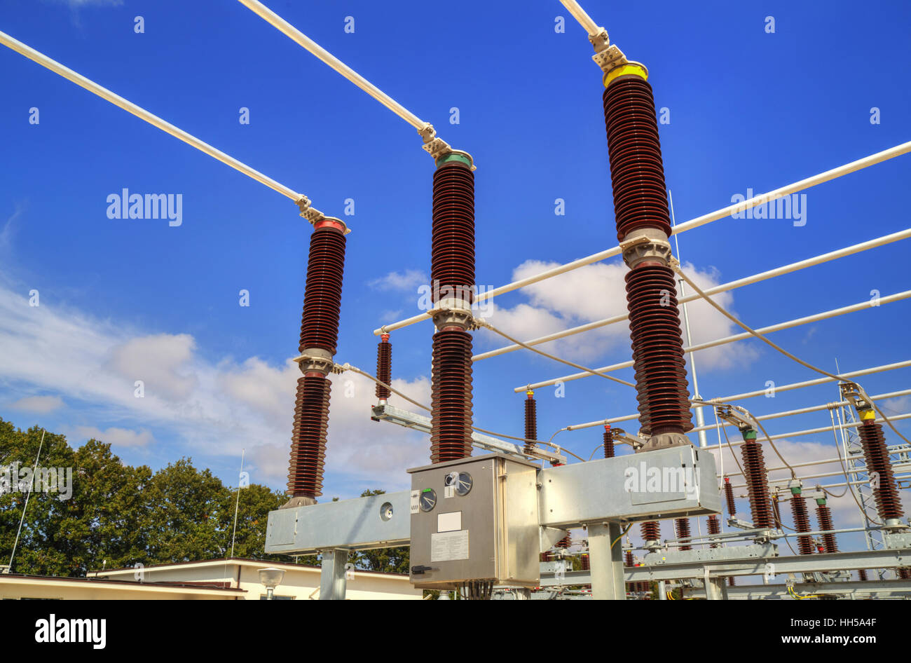 High voltage switchyard in modern electrical substation Stock Photo - Alamy