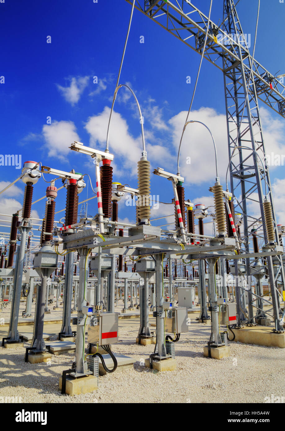 High voltage switchyard in modern electrical substation Stock Photo - Alamy