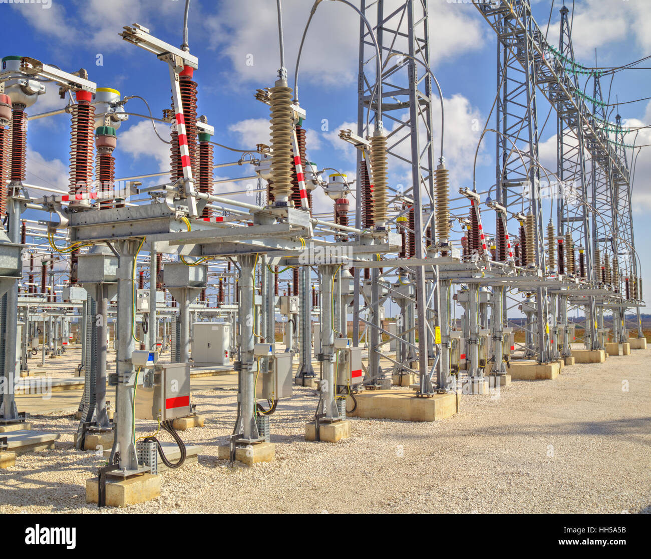 High voltage switchyard in modern electrical substation Stock Photo - Alamy