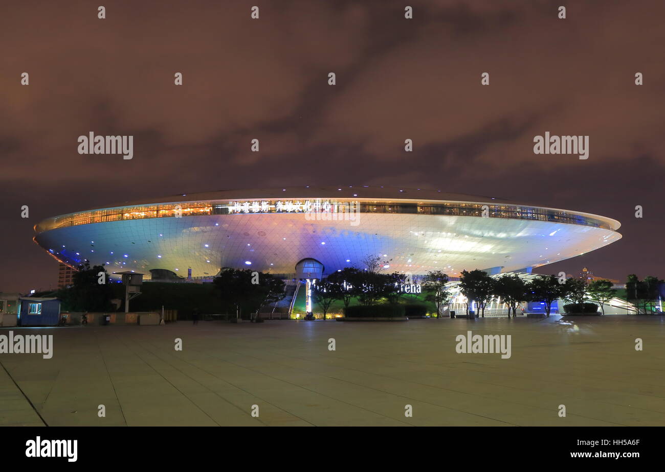 Mercedes Benz Arena and China pavilion at Expo Centre in Shanghai China ...