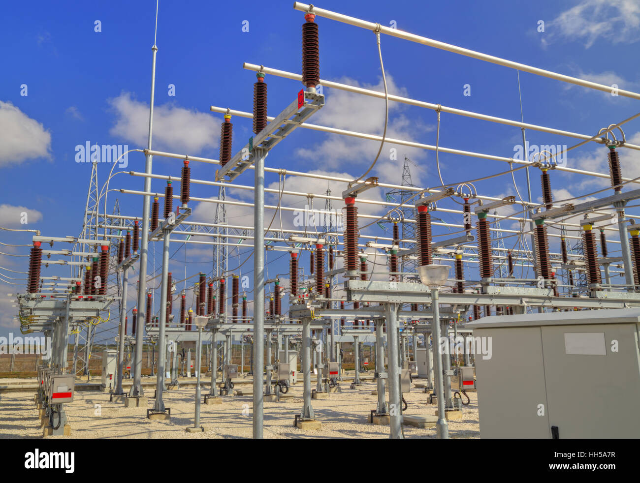 High voltage switchyard in modern electrical substation Stock Photo - Alamy