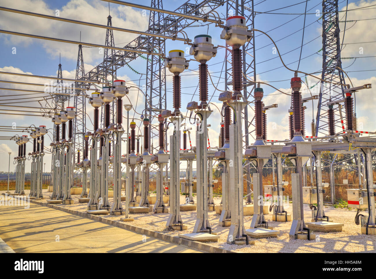 High voltage switchyard in modern electrical substation Stock Photo - Alamy