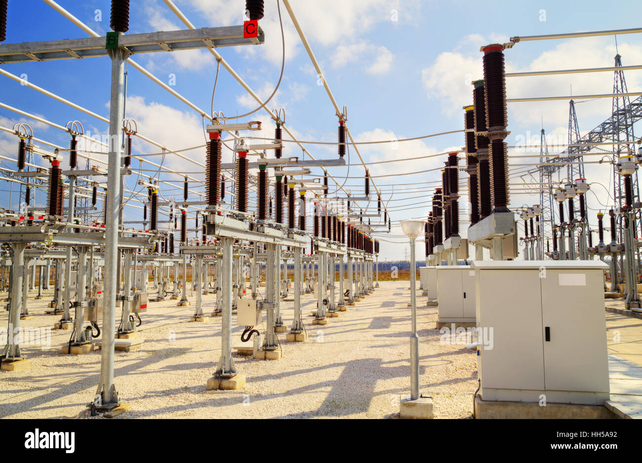 High voltage switchyard in modern electrical substation Stock Photo - Alamy