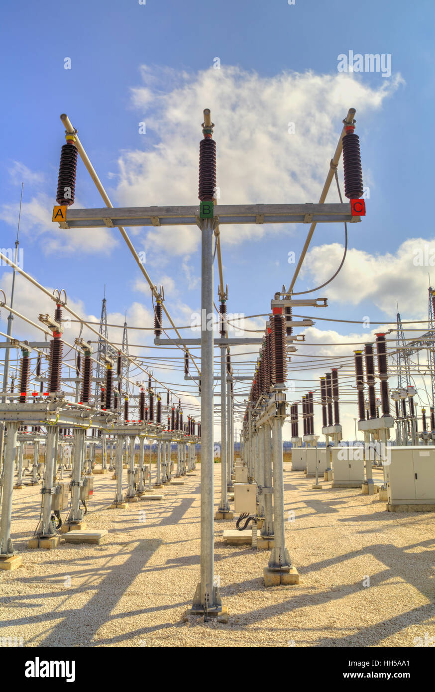 High voltage switchyard in modern electrical substation Stock Photo - Alamy