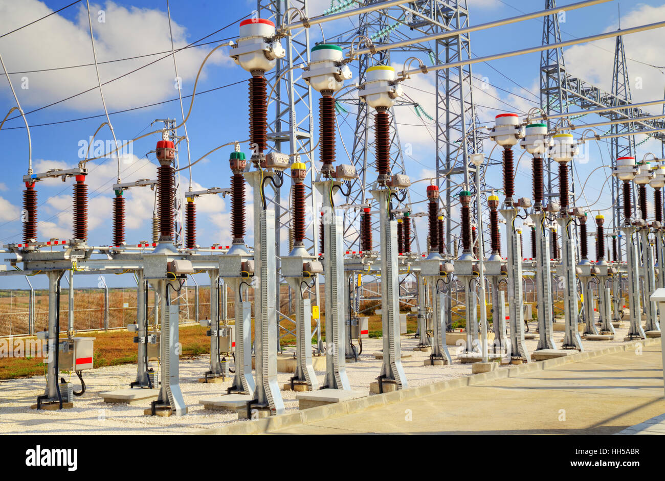 High voltage switchyard in modern electrical substation Stock Photo - Alamy