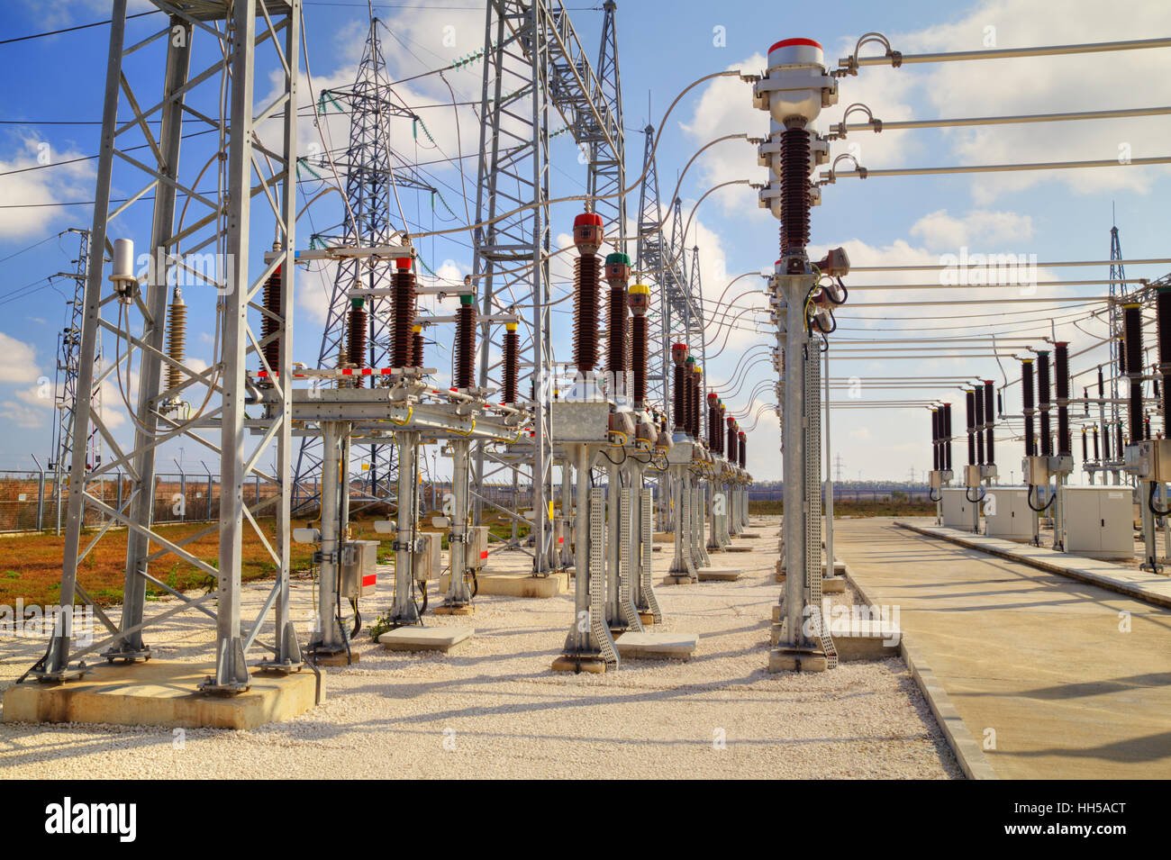 High voltage switchyard in modern electrical substation Stock Photo - Alamy