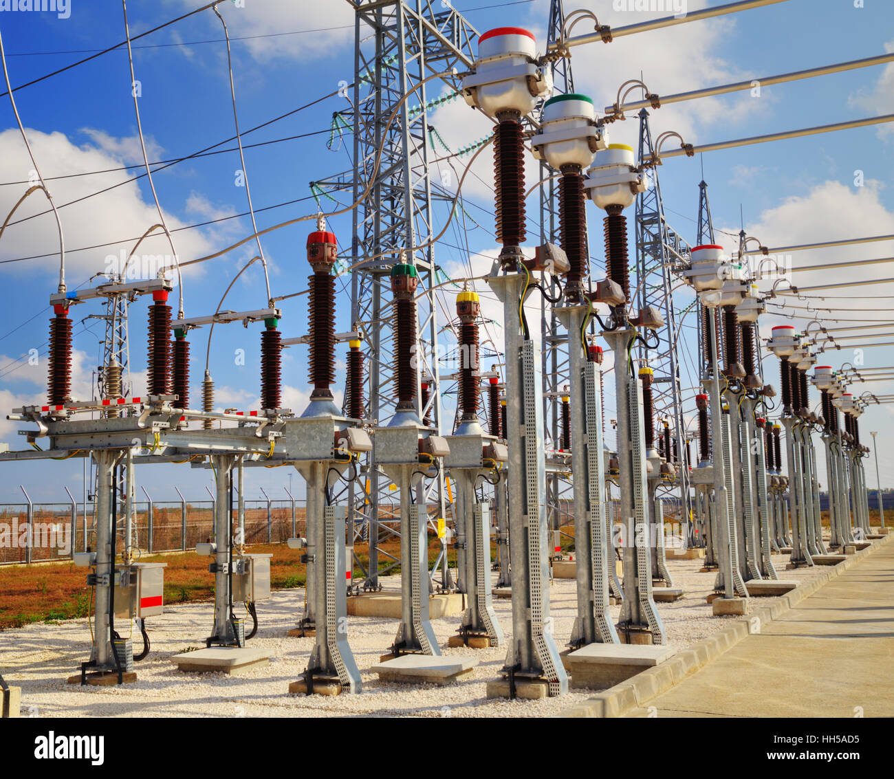 High voltage switchyard in modern electrical substation Stock Photo - Alamy