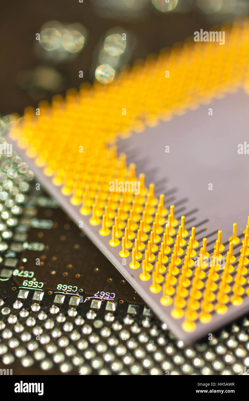 Electronics background with central processing unit closeup Stock Photo ...