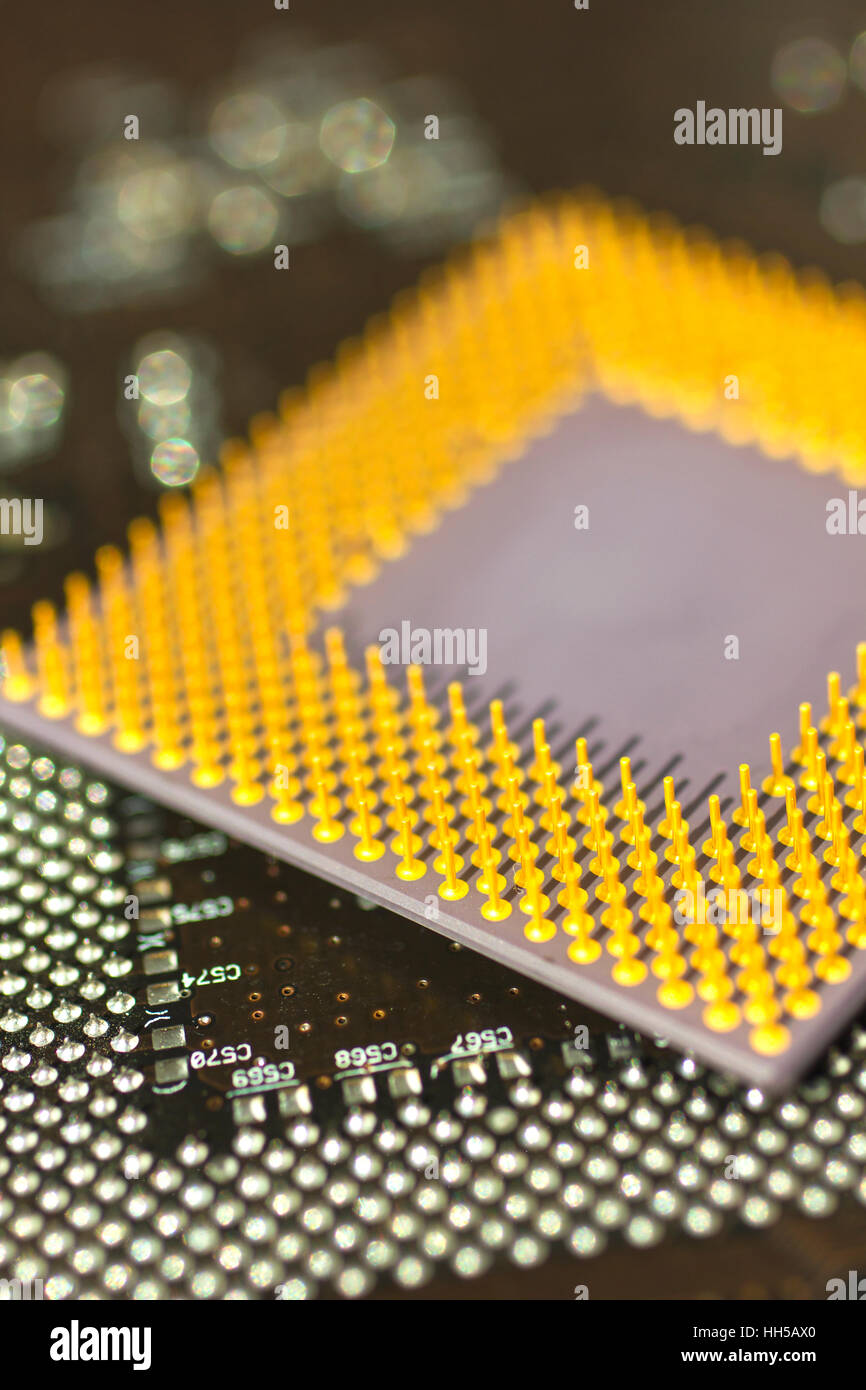 Electronics background with central processing unit closeup Stock Photo ...