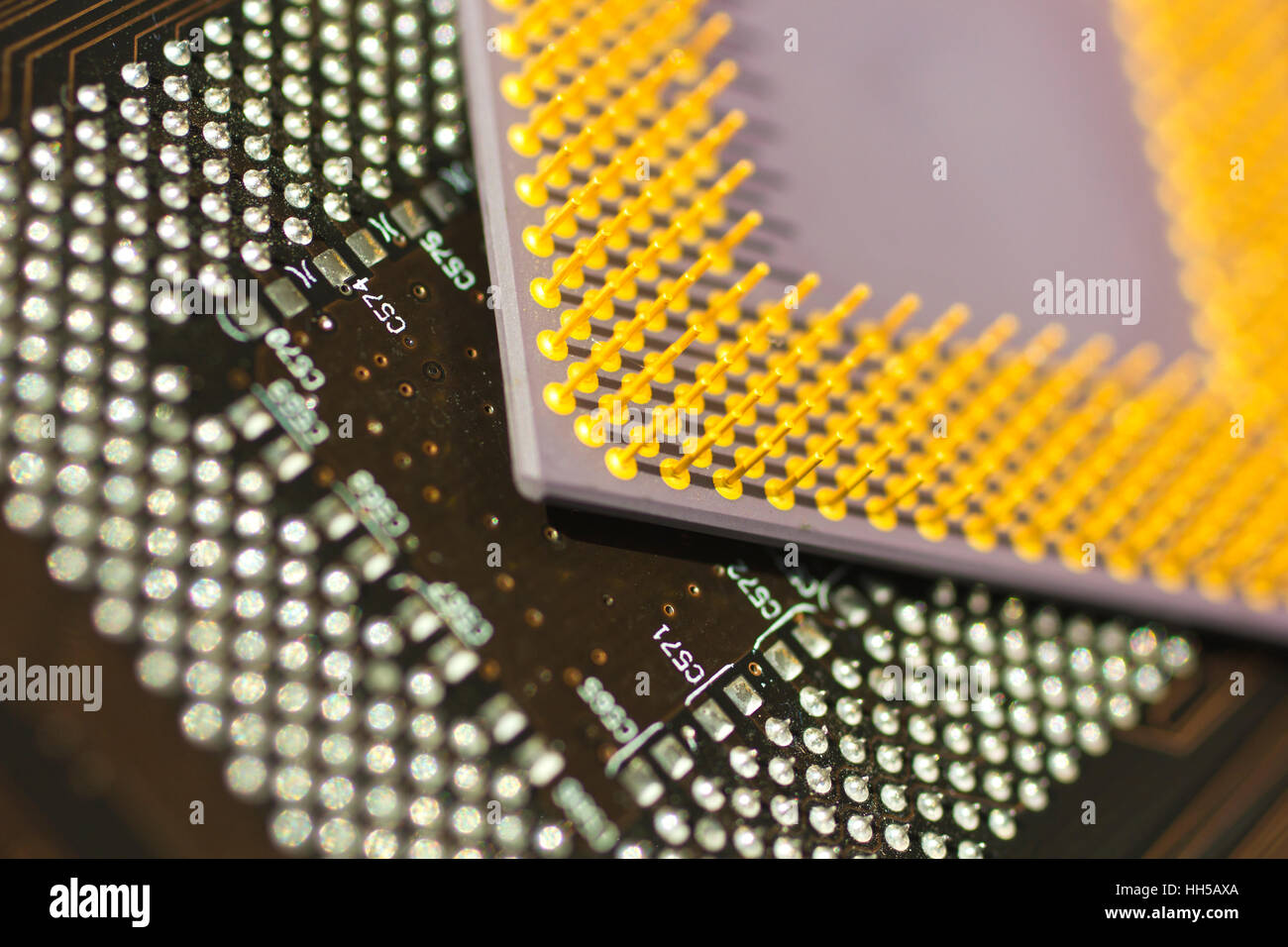 Electronics background with central processing unit closeup Stock Photo ...