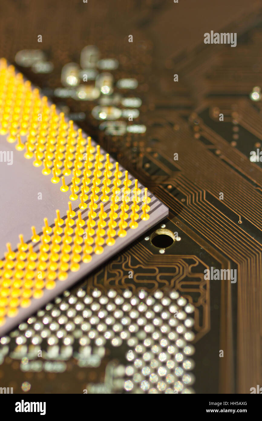 Electronics background with central processing unit closeup Stock Photo ...