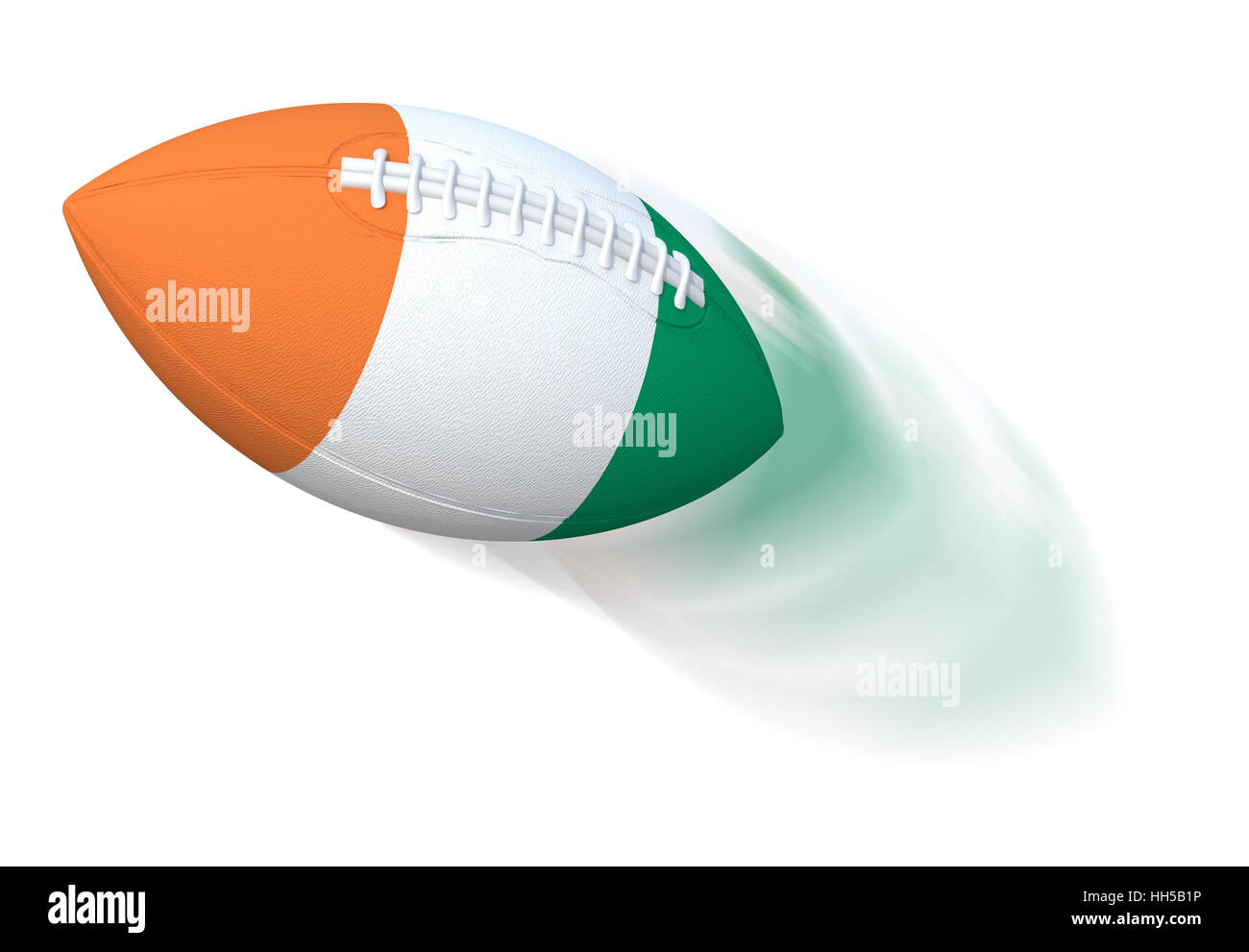 Irish flag on rugby ball with motion blur on White, 3D Illustration ...