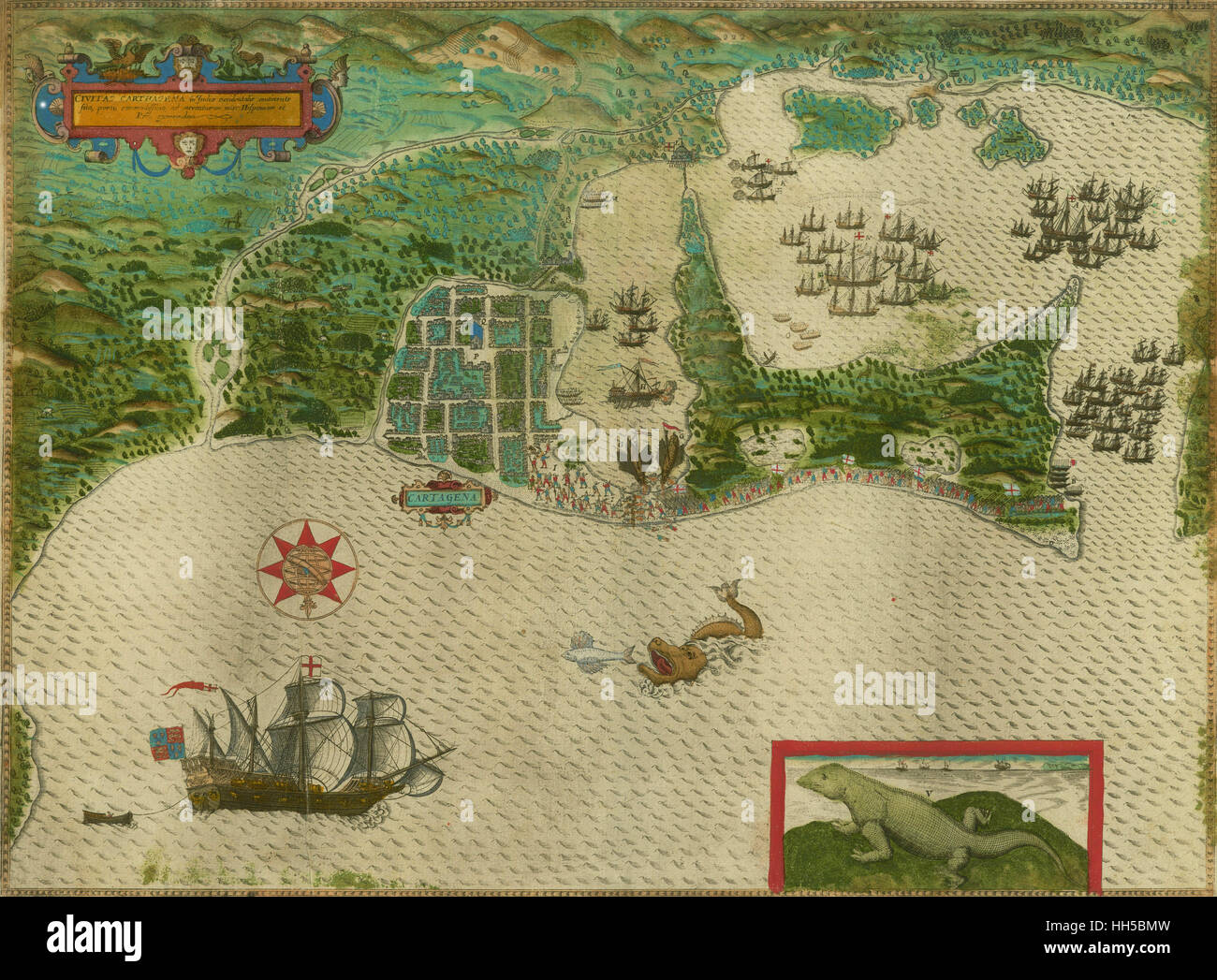 Map Of Cartagena 1588 Stock Photo - Alamy