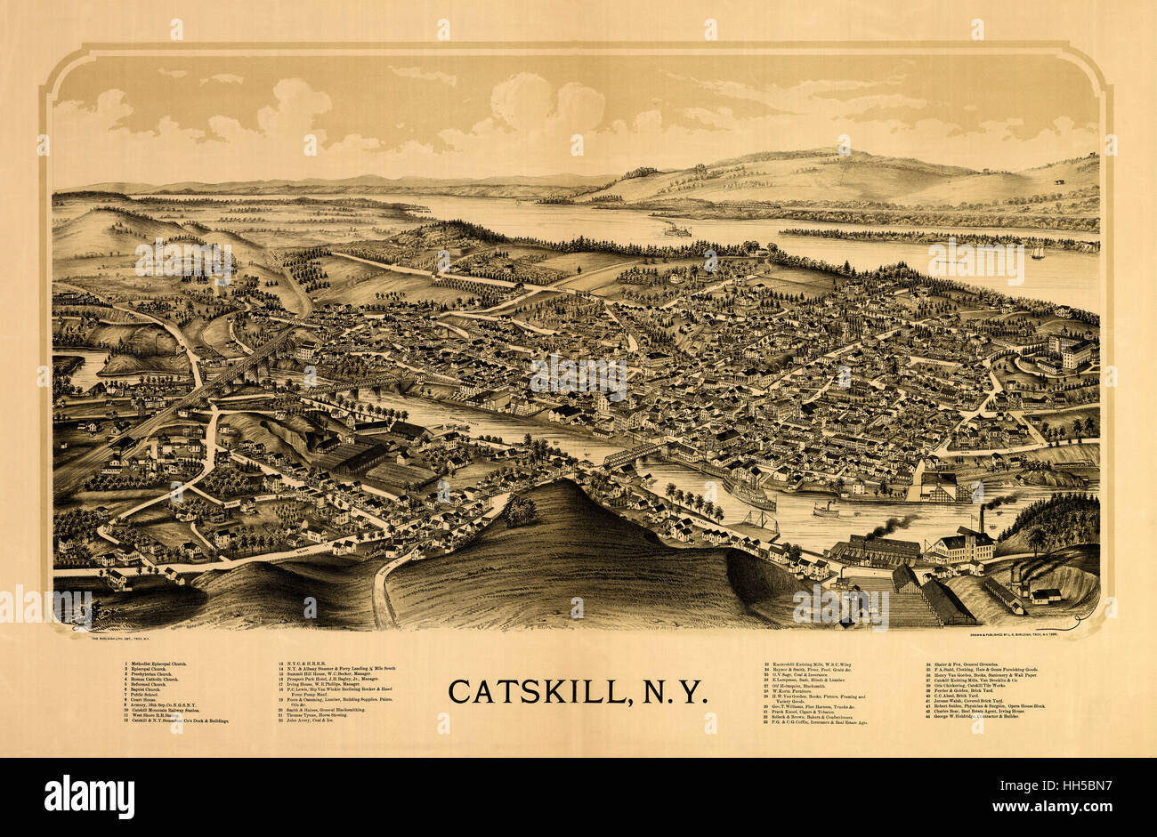 Map Of Catskill 1889 Stock Photo - Alamy
