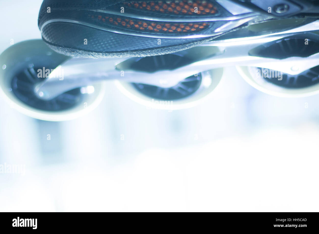 Freestyle inline skates boots and wheels in retail store shop window ...