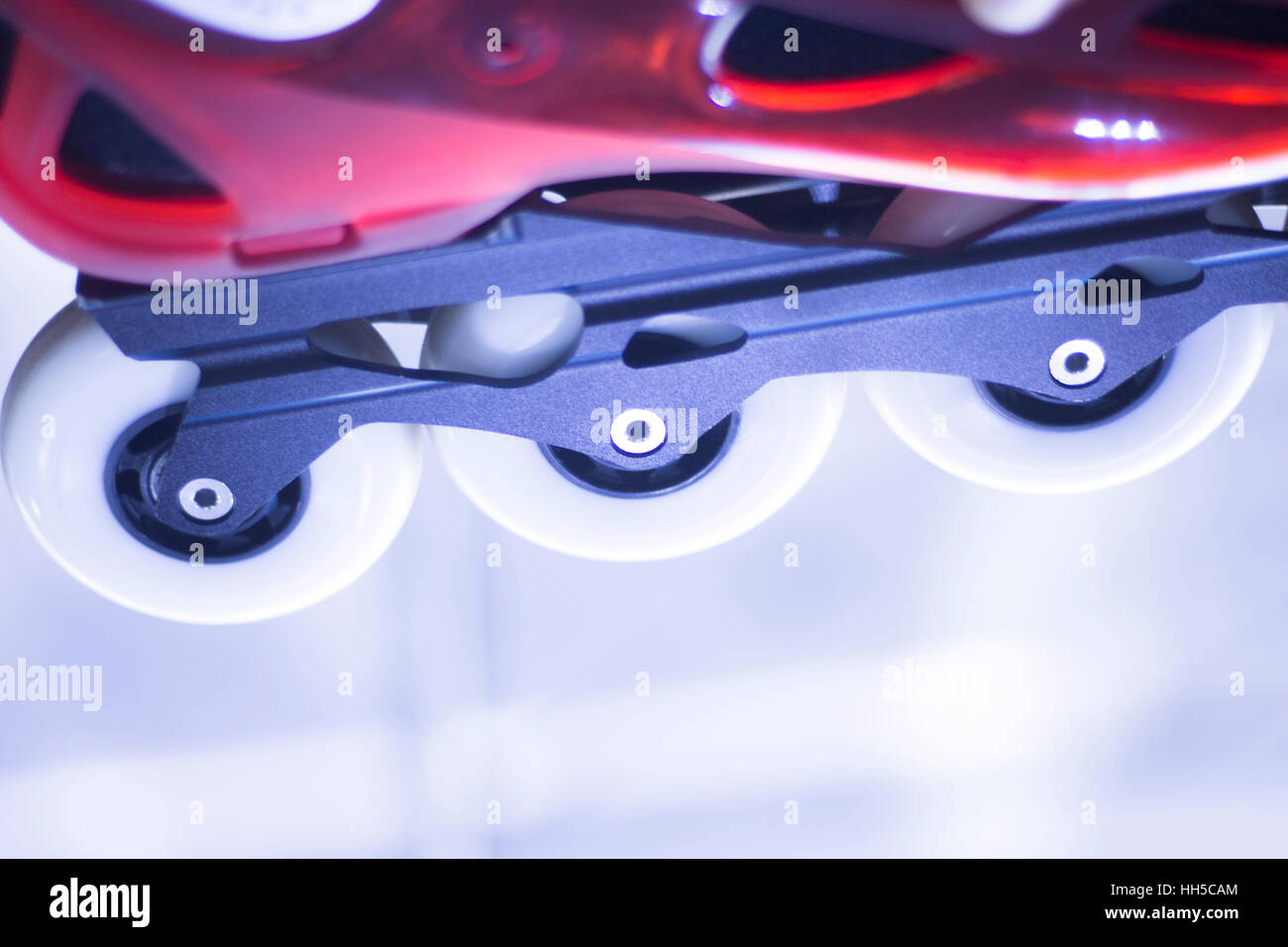 Freestyle inline skates boots and wheels in retail store shop window ...