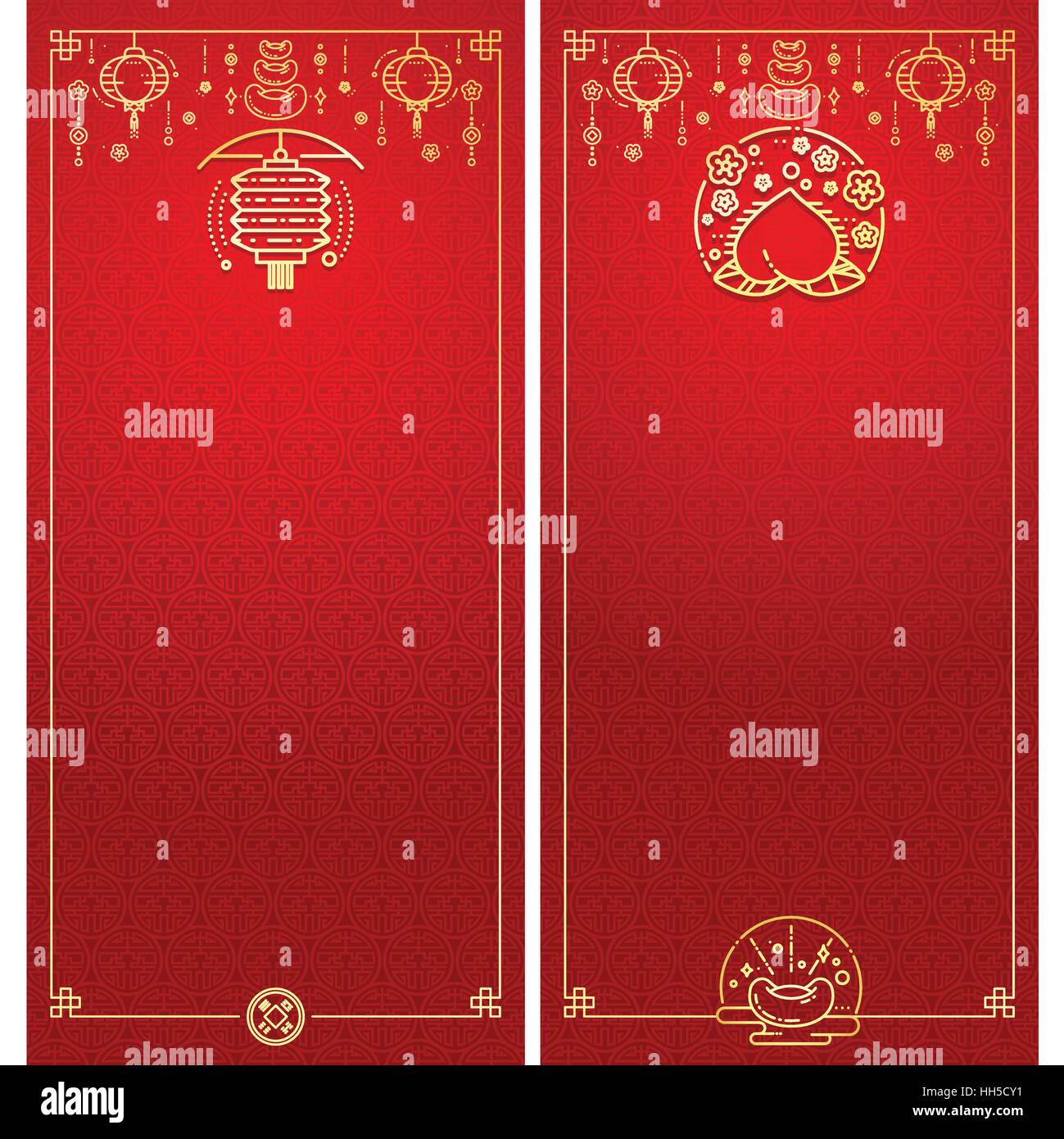 Vector Illustration of Chinese New Year Greeting Card. Modern Linear ...